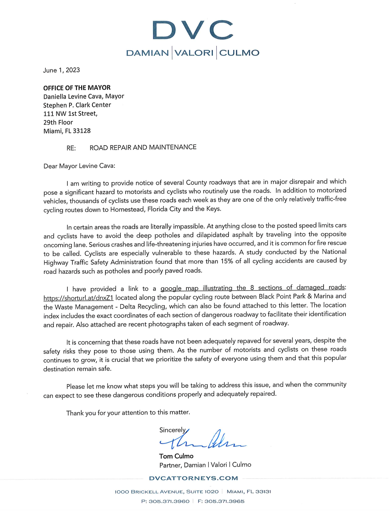 Road Repair Initiative – Damian | Valori | Culmo